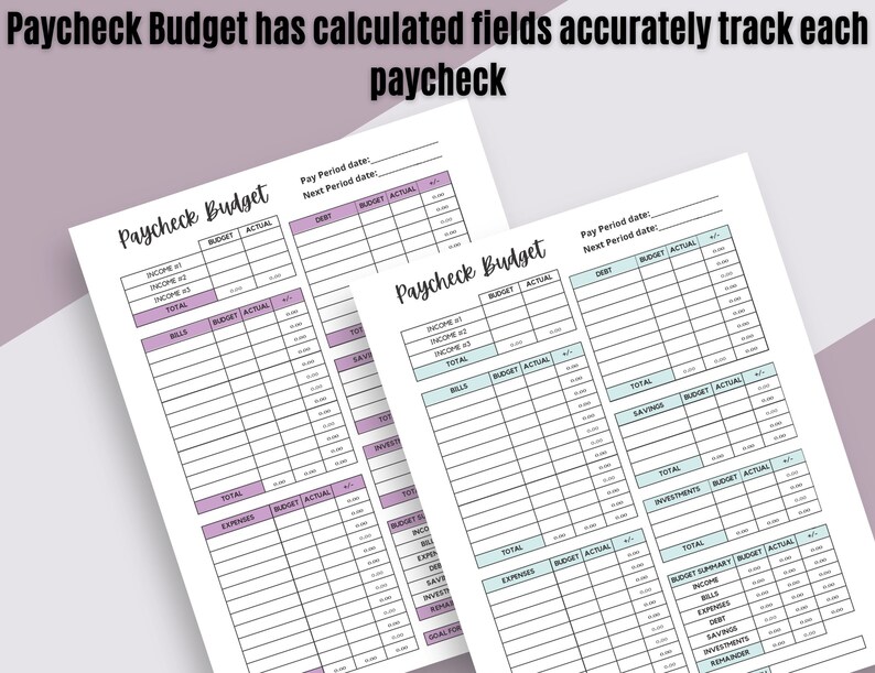 Printable Paycheck Budget Planner/paycheck Breakdown/paycheck Budget ...