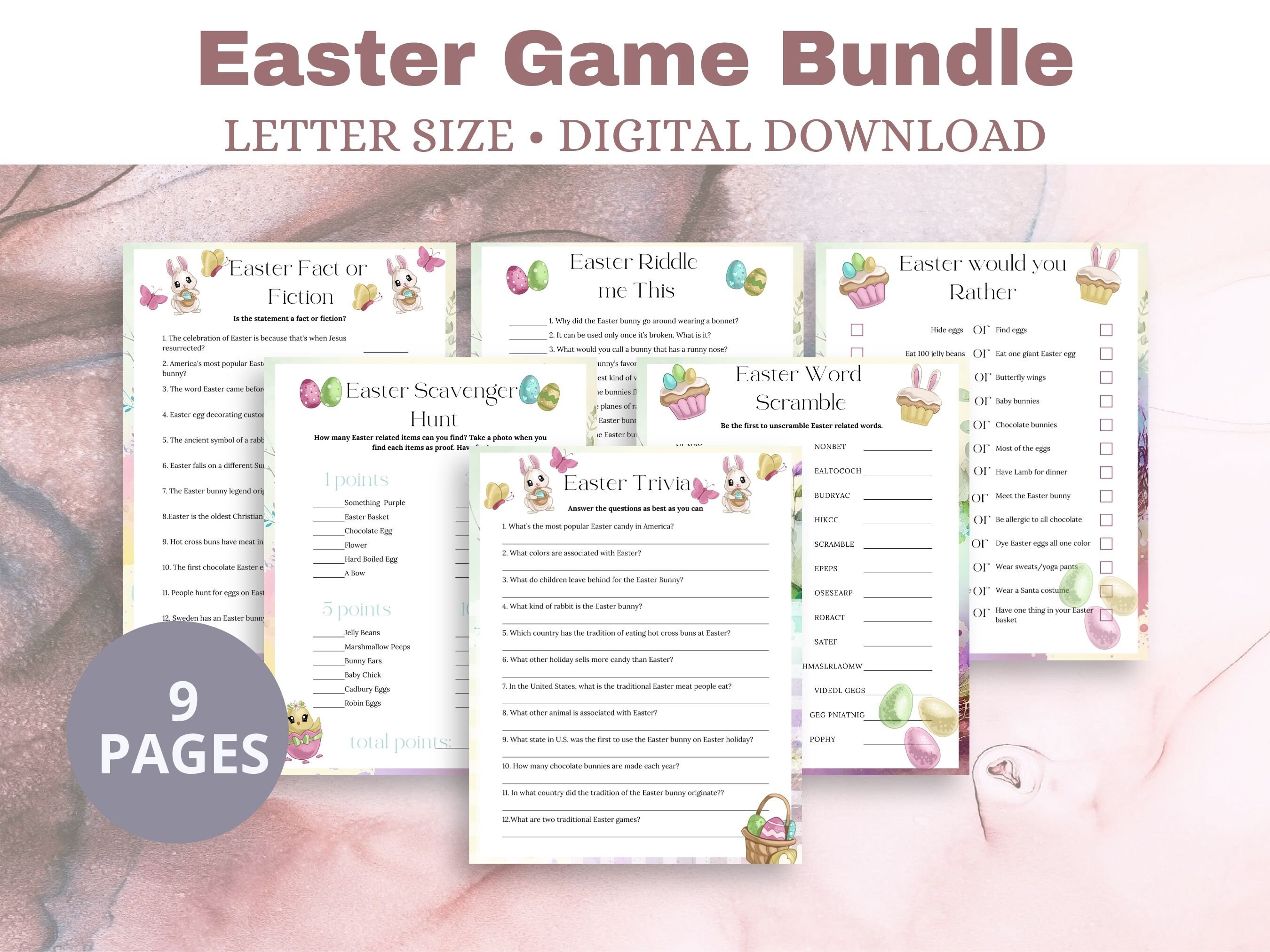 Fun Easter Printable Game Set for Kids & Adults/easter Fun Party Game ...