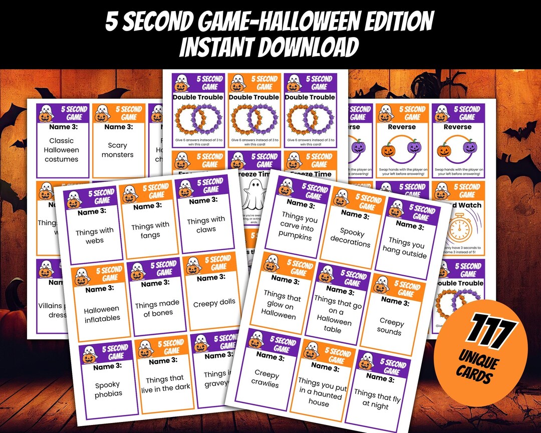 Halloween 5 Second Game | Fun Printable Party Game for Kids, Teens ...