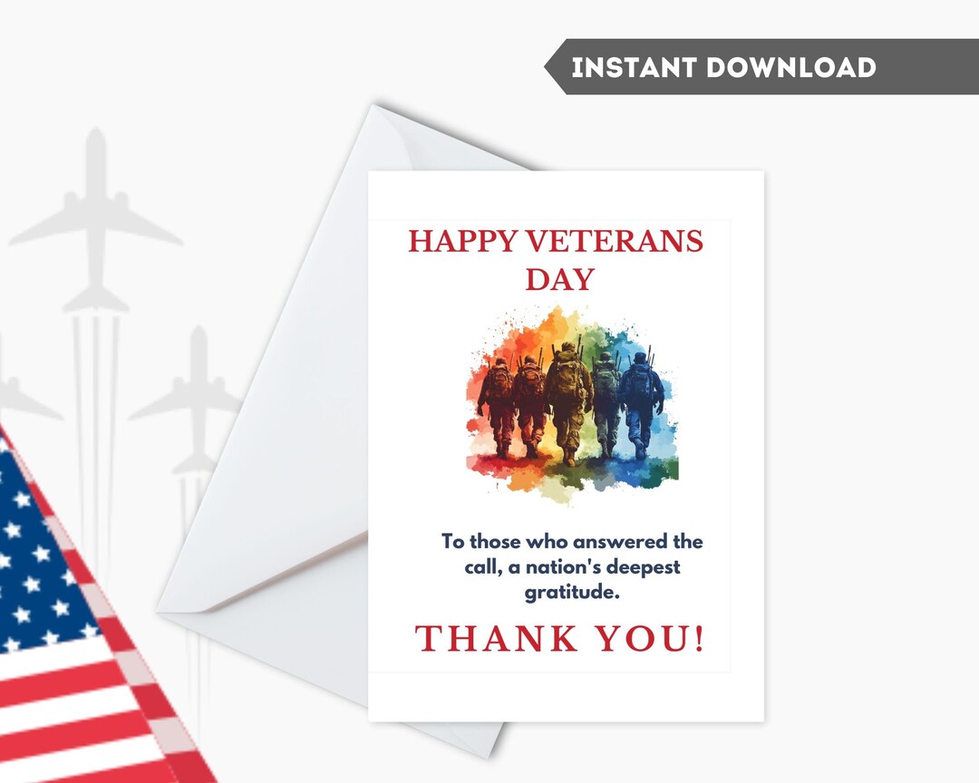 Printable Veterans Day Greeting Card - Instant Download/express ...