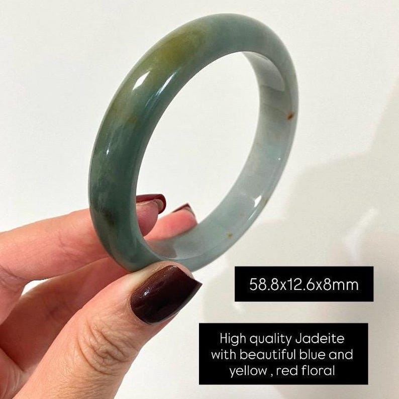 58mm Natural Burma Jadeite Bangle: Elegant Green Stone - Etsy
