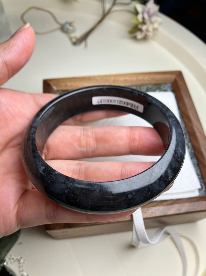 Beautiful Highest Quality Black Jadeite Jade Bangle 60mm Natural Jade ...