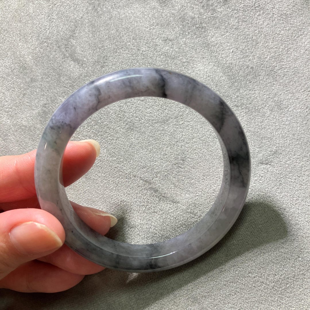 54mm Natural Burma Genuine Jadeite Bangle: Icy Gelatinous Texture ...