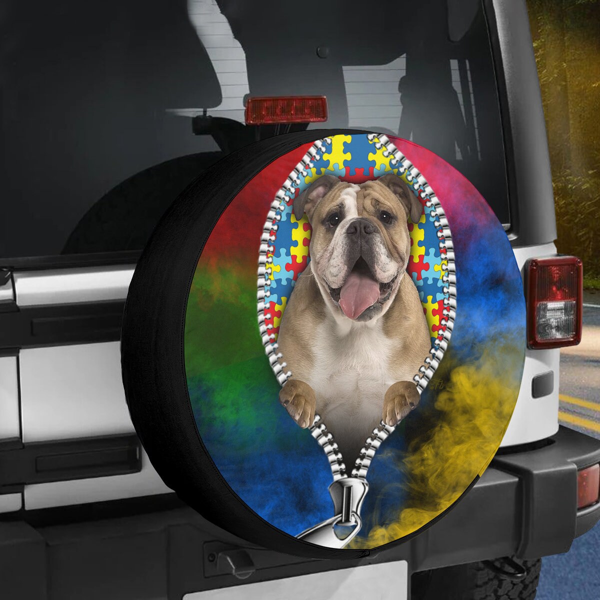 English Bulldog Autism Neurodiversity Spare Tire Cover sold by Daisy ...