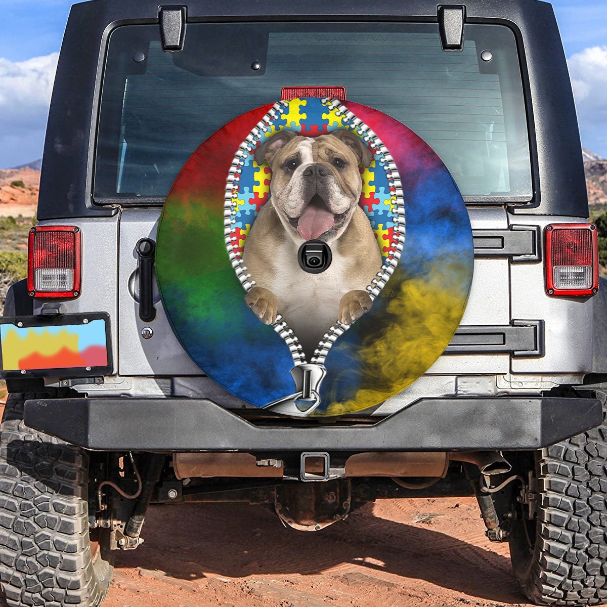 English Bulldog Autism Neurodiversity Spare Tire Cover sold by Daisy ...