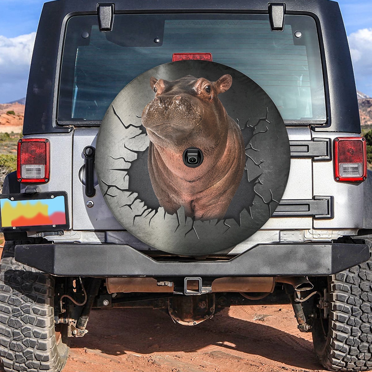 Hippopotamus Hippo Tire Cover, Hippopotamus-Hippo Funny Decal, Animal ...