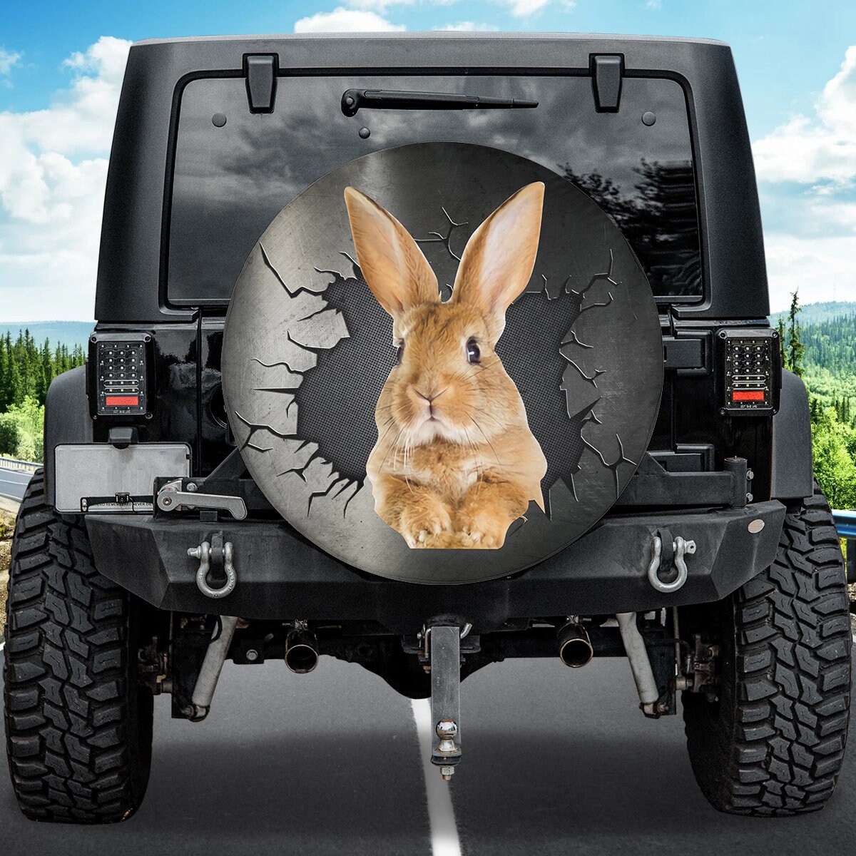 Rabbit Tire Cover, Cute Rabbit Lover Spare Tire Cover Designed & Sold ...