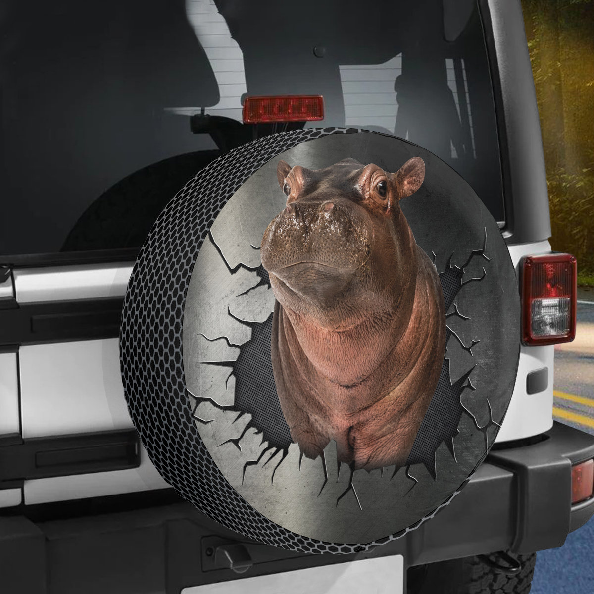 Hippopotamus Hippo Tire Cover, Hippopotamus-Hippo Funny Decal, Animal ...