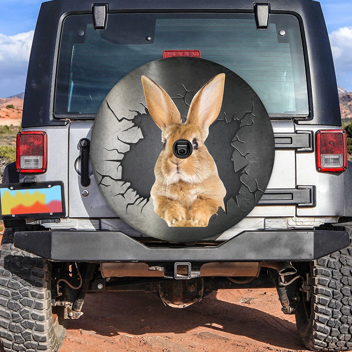 Rabbit Tire Cover, Cute Rabbit Lover Spare Tire Cover Designed & Sold ...