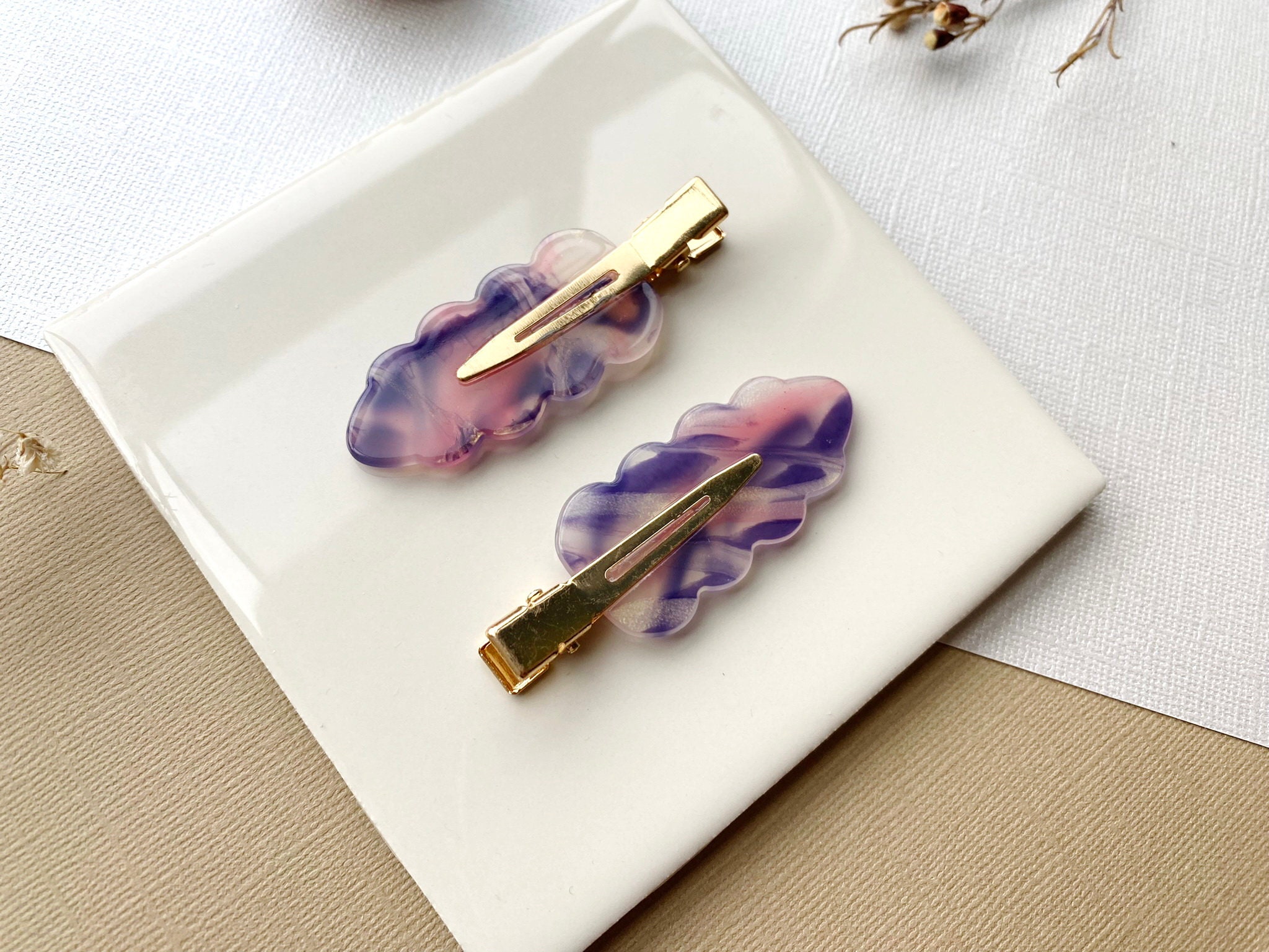 CLOUD CREASELESS CLIPS Marble Hair Clips Make up Clips No - Etsy Canada