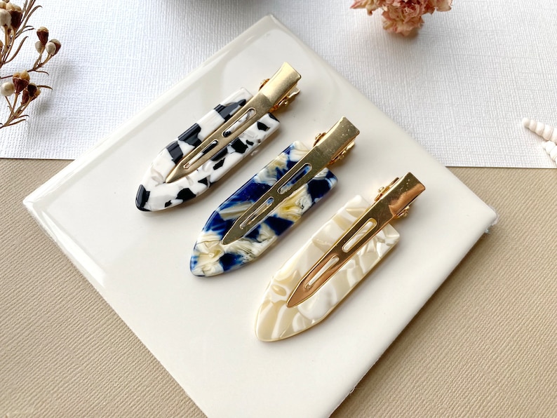 Original Creaseless Clips Marble Hair Clips Make up Clips - Etsy