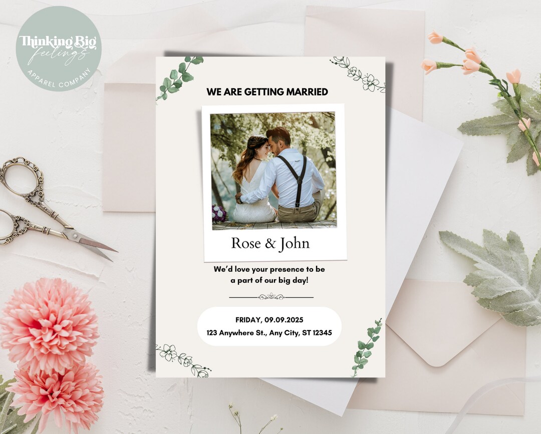 Editable Wedding Invitation Template, Couple Portrait Wedding ...