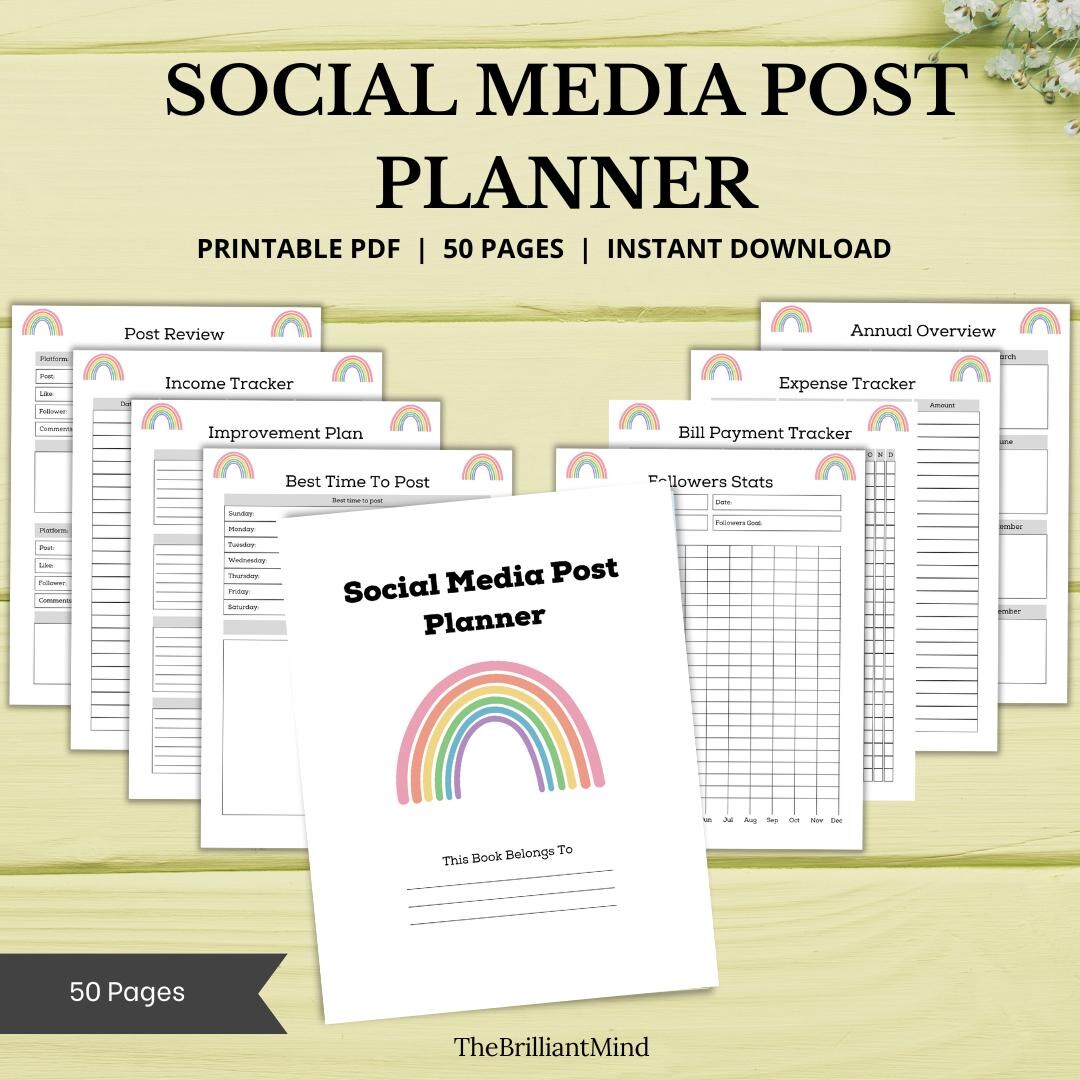 Social Media Post Planner | A4, A5, Letter Printable Digital Download ...