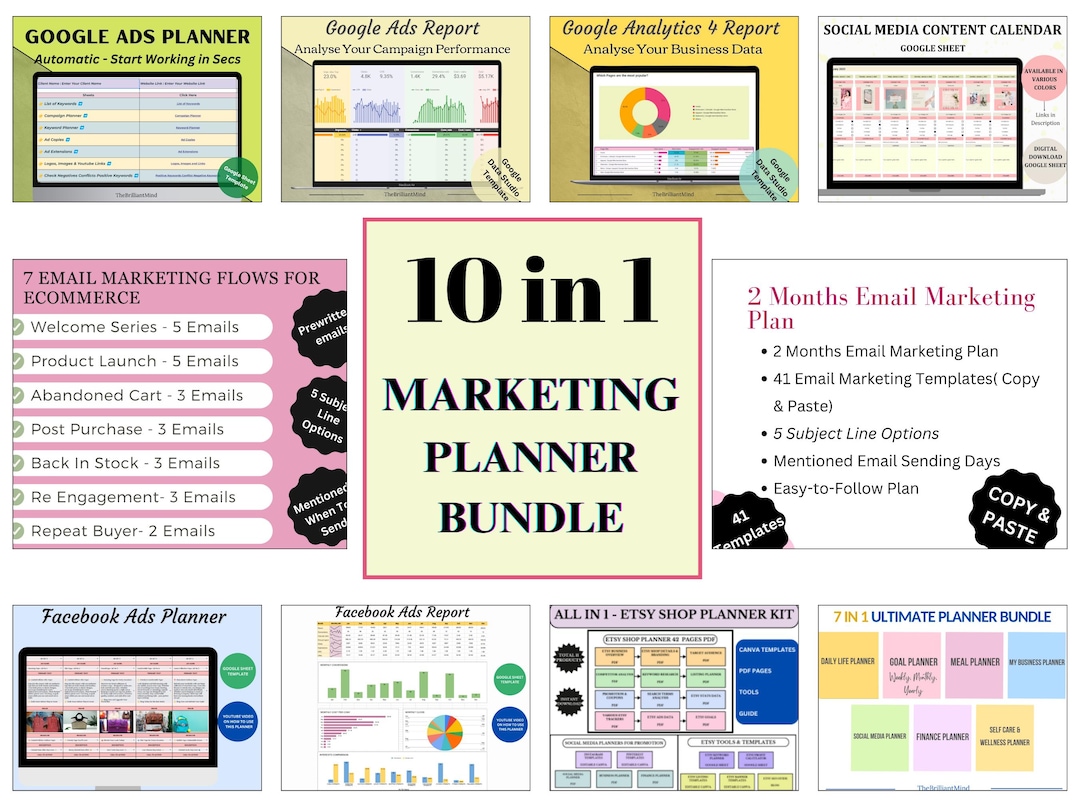 10 IN 1 Digital Business Planner Bundle | Etsy Shop Kit, Google ...
