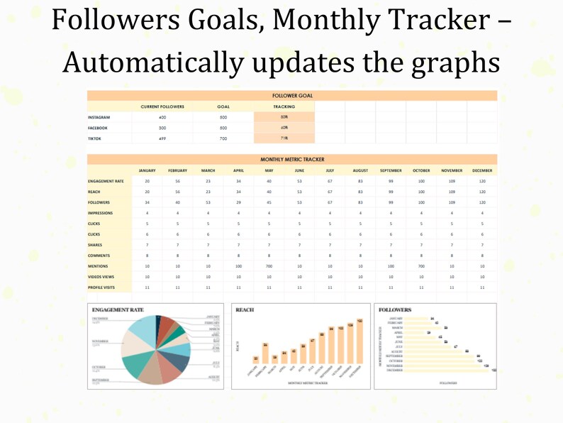 Social Media Content Calendar, Monthly Tracker, Followers Goals ...