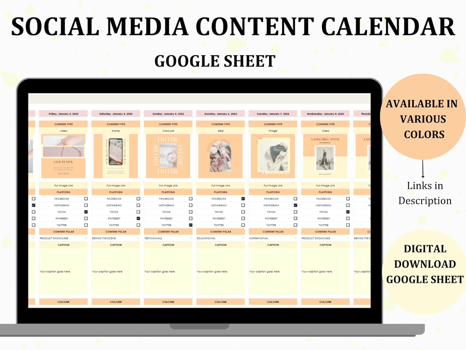 Social Media Content Calendar, Monthly Tracker, Followers Goals ...