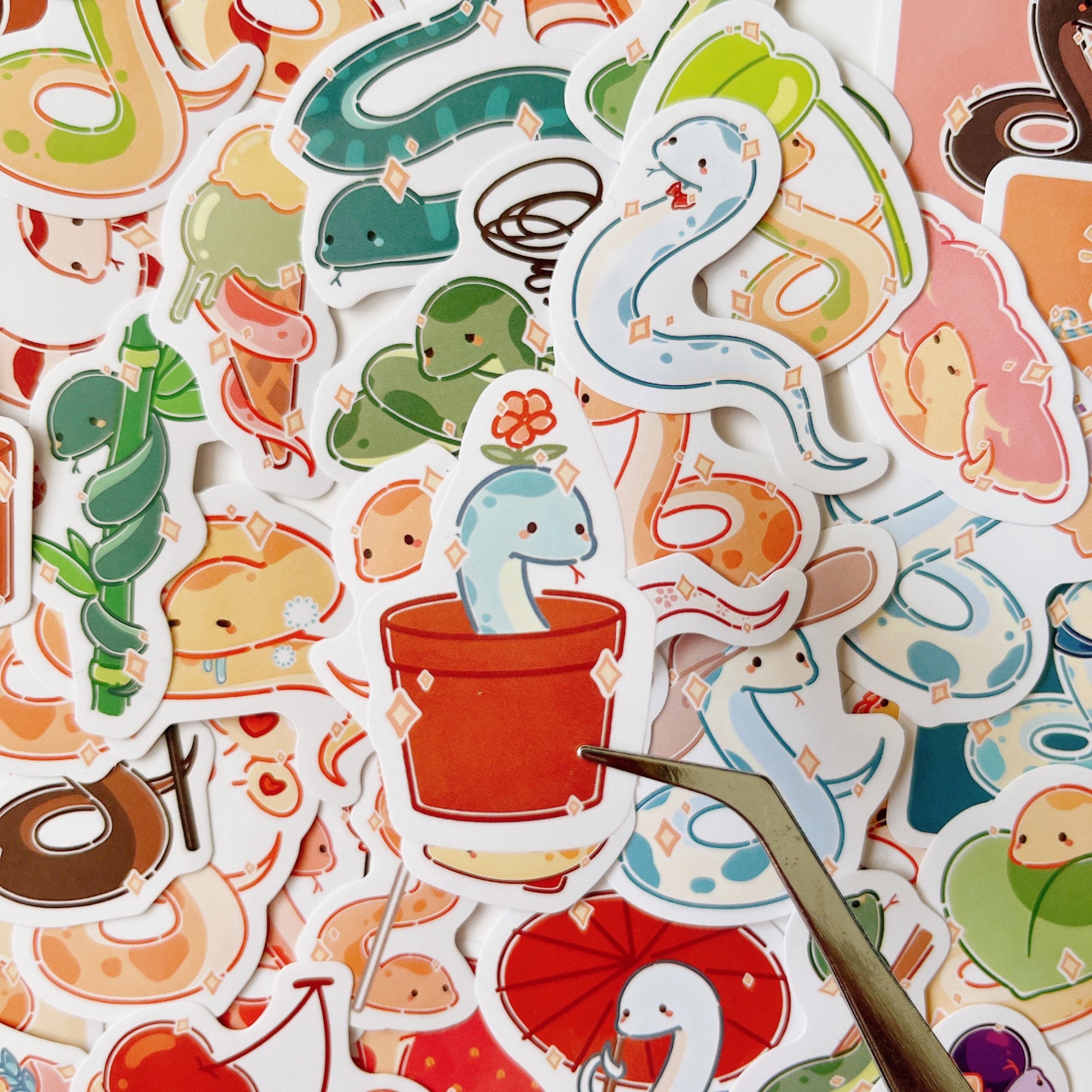 40 Pcs Cute Snake Stickers Kawaii Snakes Animal Sticker Pack - Etsy