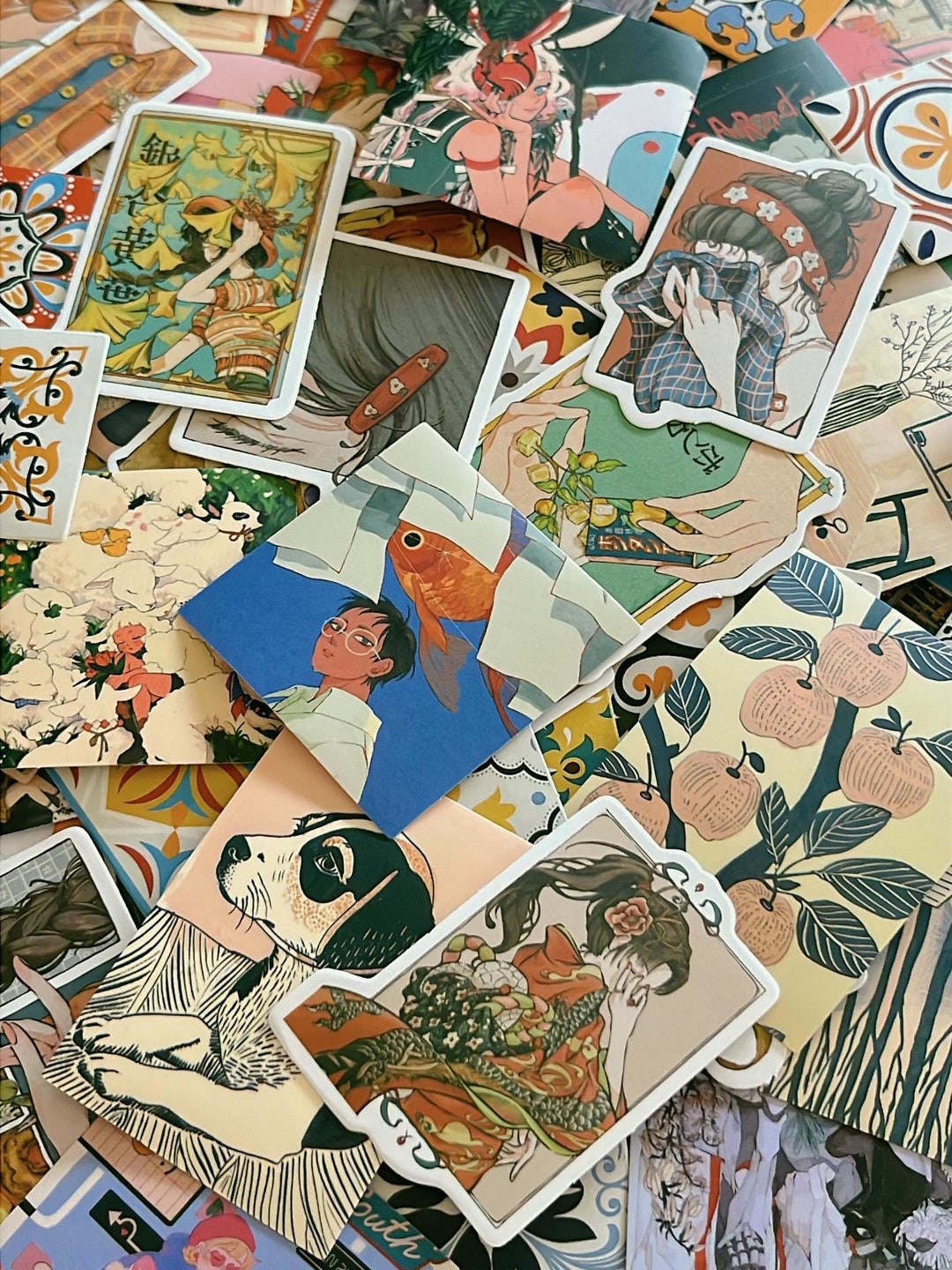 50pcs Retro Japanese Sticker Grab Bag Vintage Japanese Girl Sticker ...