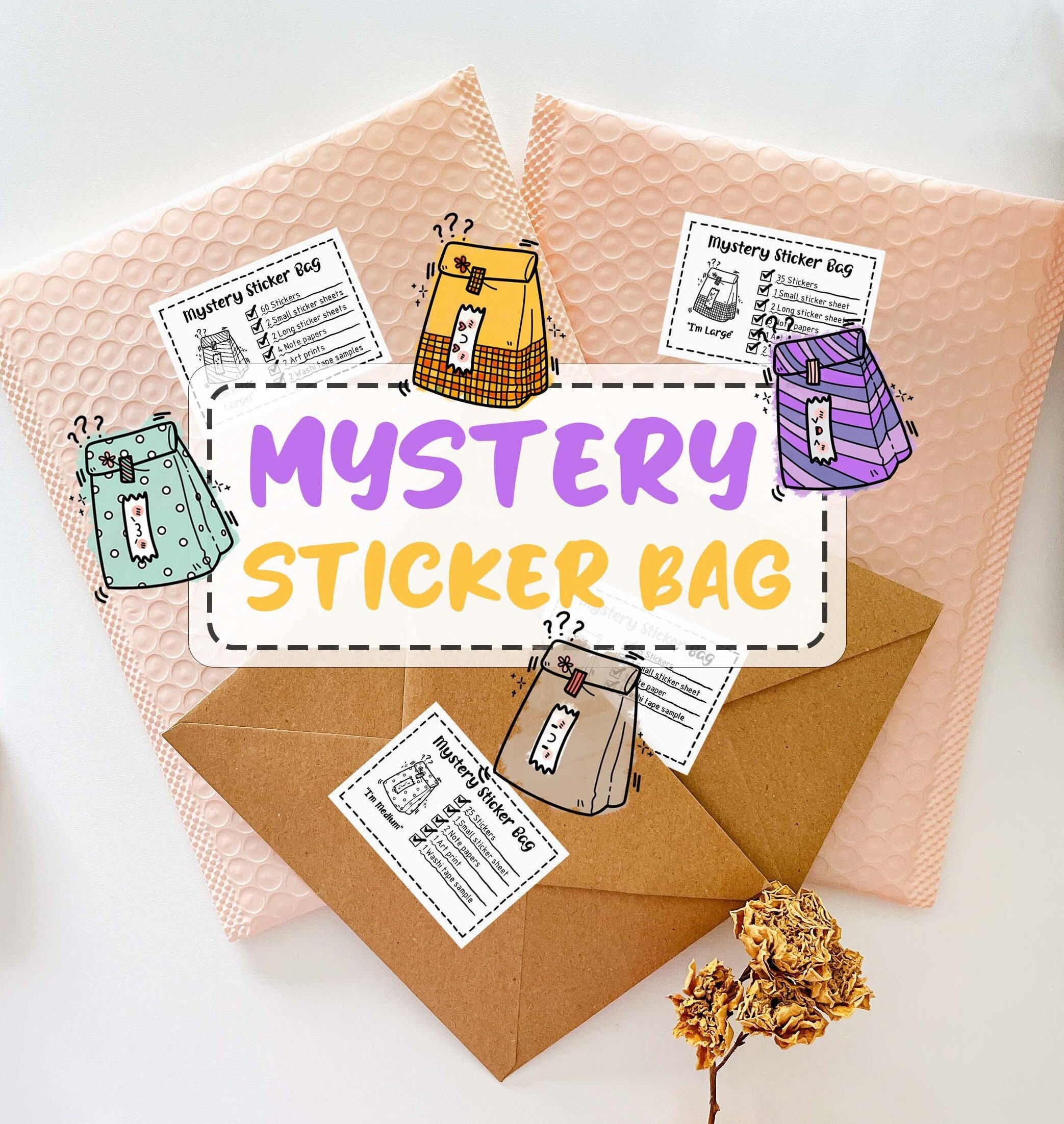 Sticker Mystery Bag Random Kawaii Stickers Cute Mystery Grab Bag ...