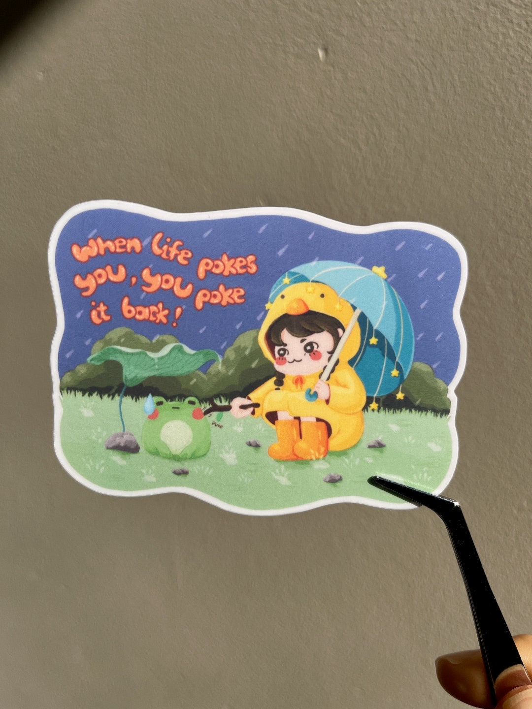 Fun Quote Stickers Cute Little Girl Pokes Frog Sticker Cute Baby Girl ...