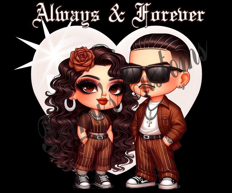 4 Always and Forever Valentine Cholo Chola Png, Spanish Couple ...