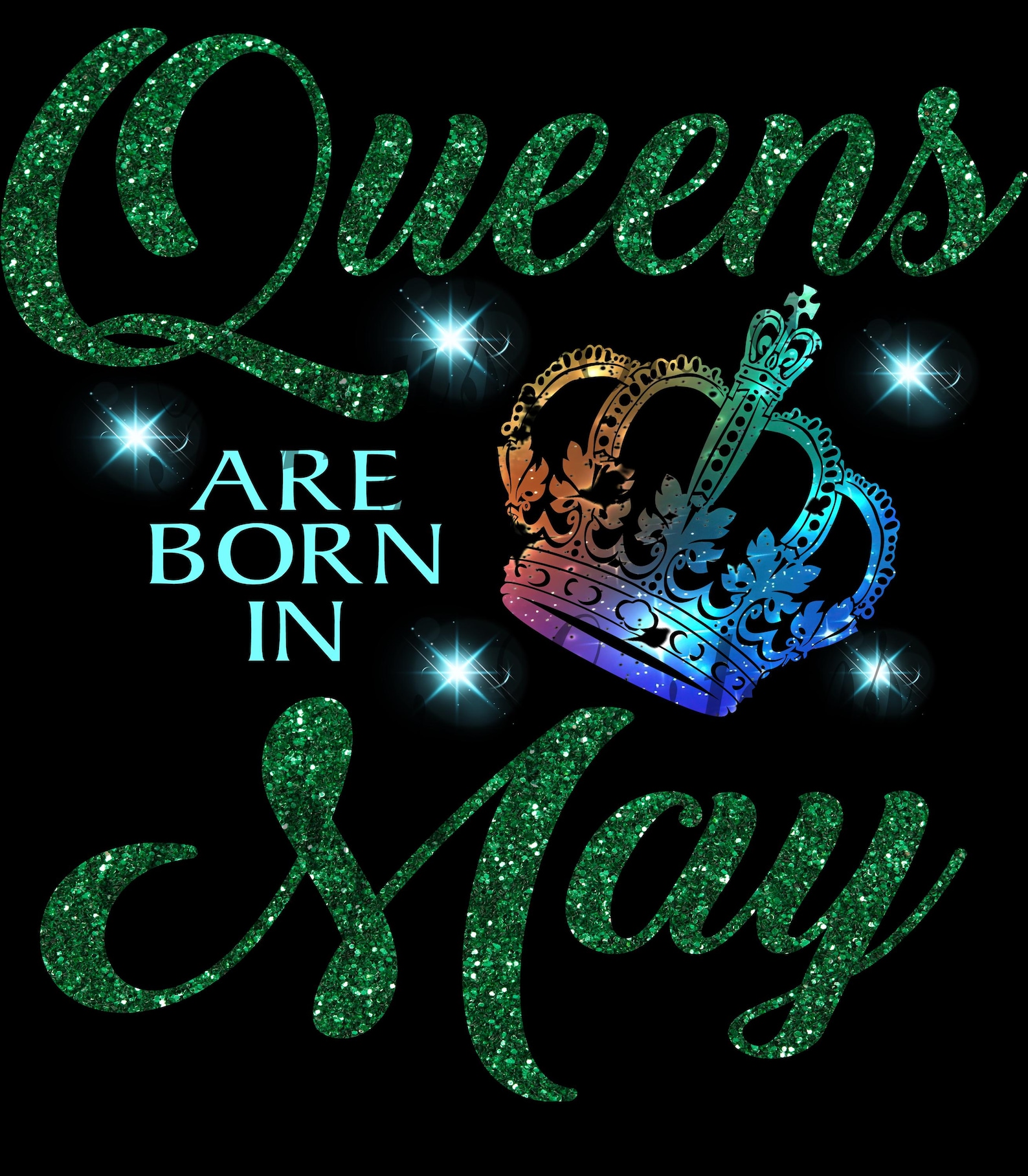Queens Are Born in May PNG File, May Birthday Girl PNG, Sparkle Glitter ...
