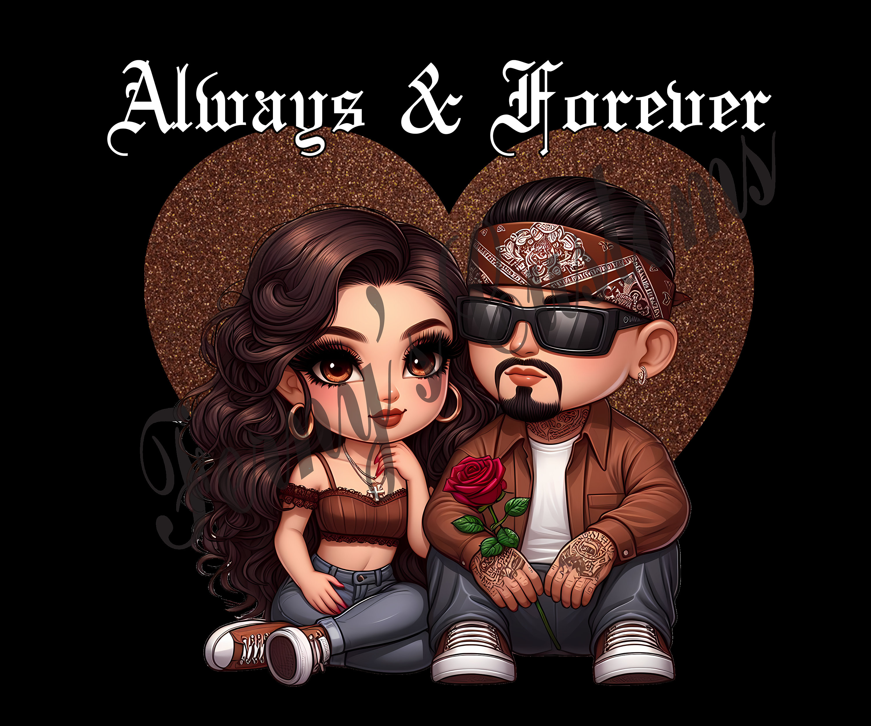 4 Always and Forever Valentine Cholo Chola Png, Spanish Couple ...