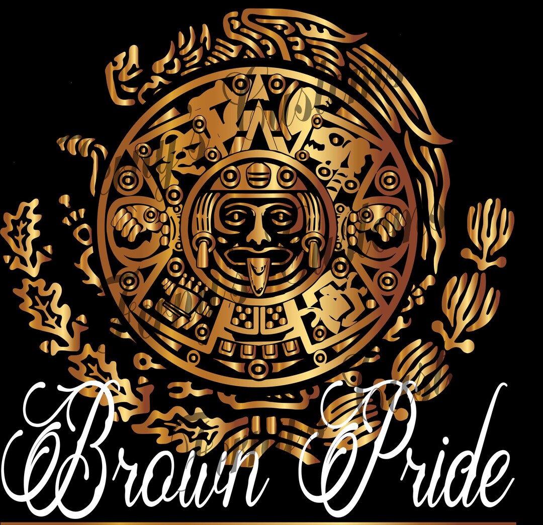 Mexico Logo Aztec Map With Escudo Mexicano PNG File, Brown Pride Logo ...