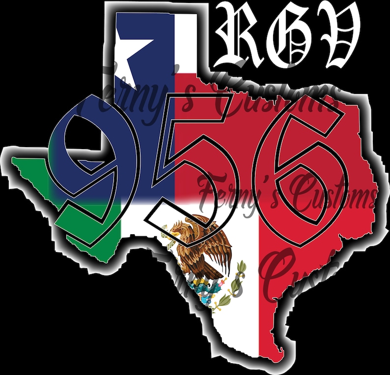 Rio Grande Valley Area Code 956, Texas and Mexico Map PNG File, T-shirt ...