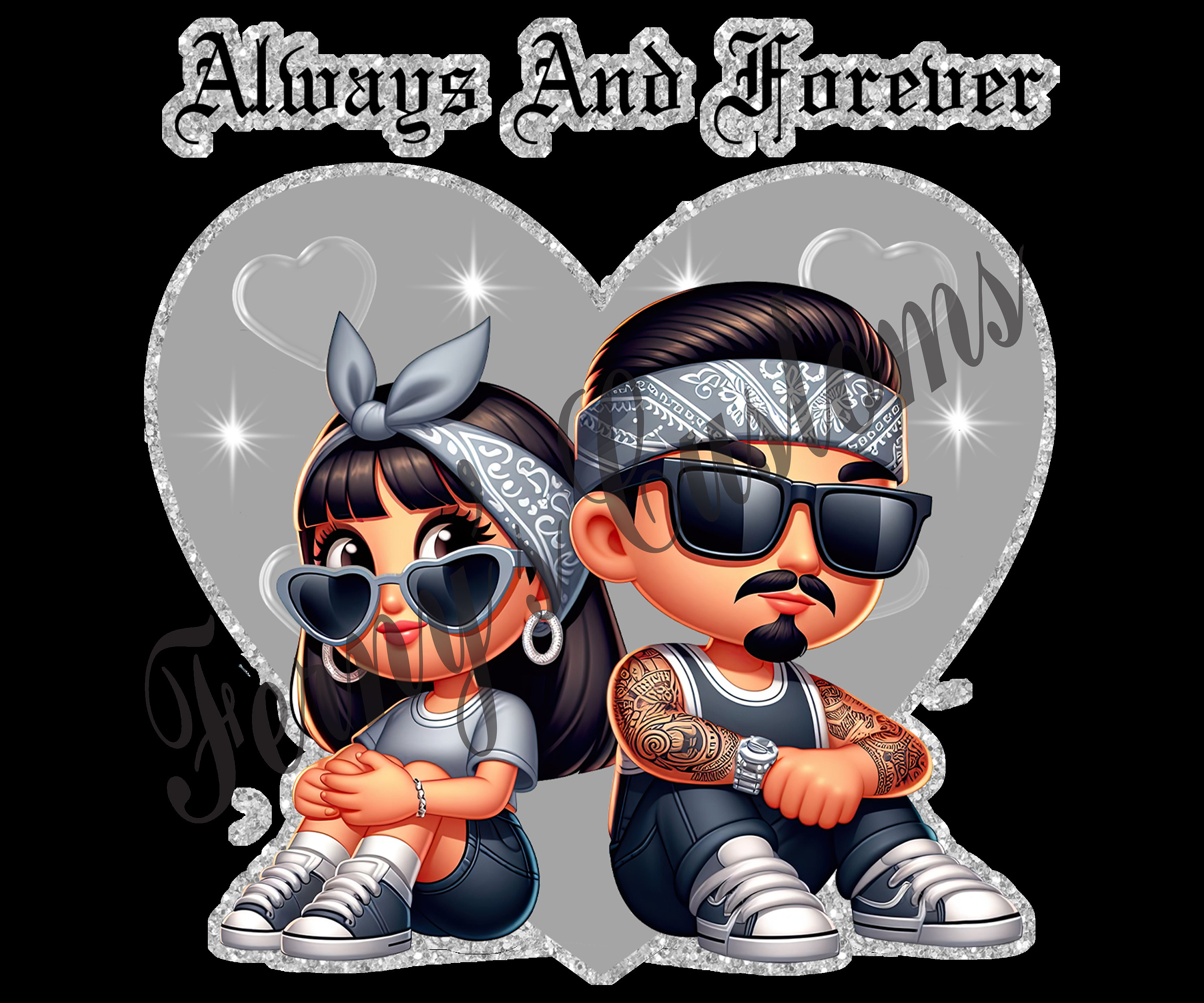 4 Always and Forever Valentine Cholo Chola Png, Spanish Couple ...