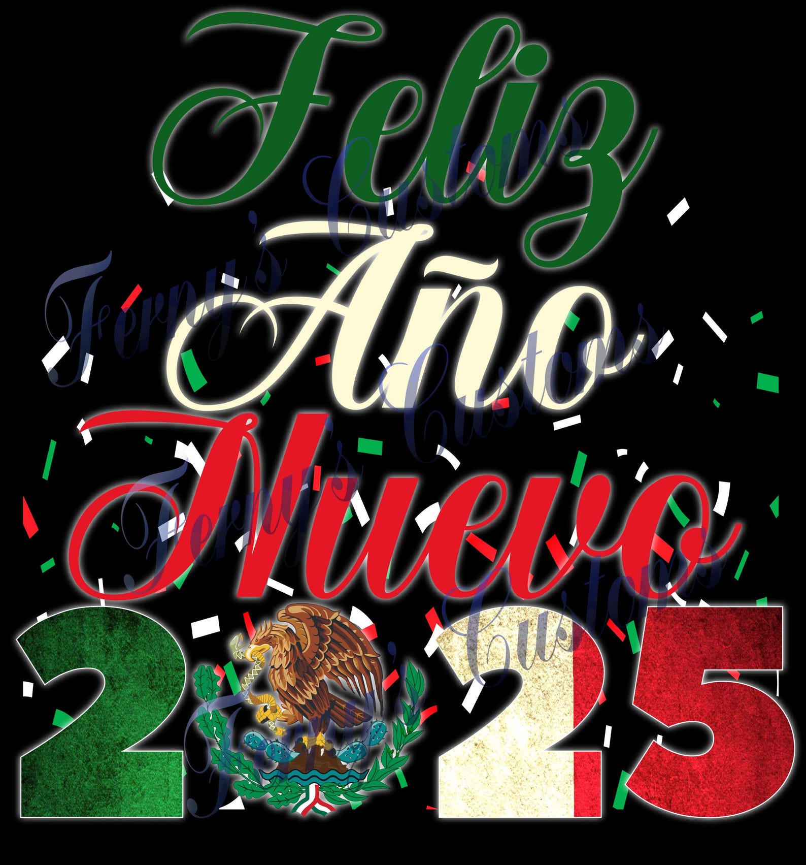 Feliz Ano Nuevo 2025 PNG, Happy New Year Mexican Design, Mexico Feliz ...