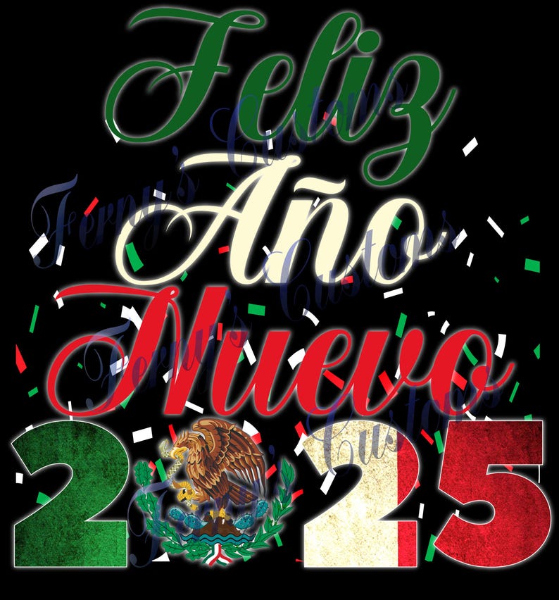 Feliz Ano Nuevo 2025 PNG, Happy New Year Mexican Design, Mexico Feliz ...