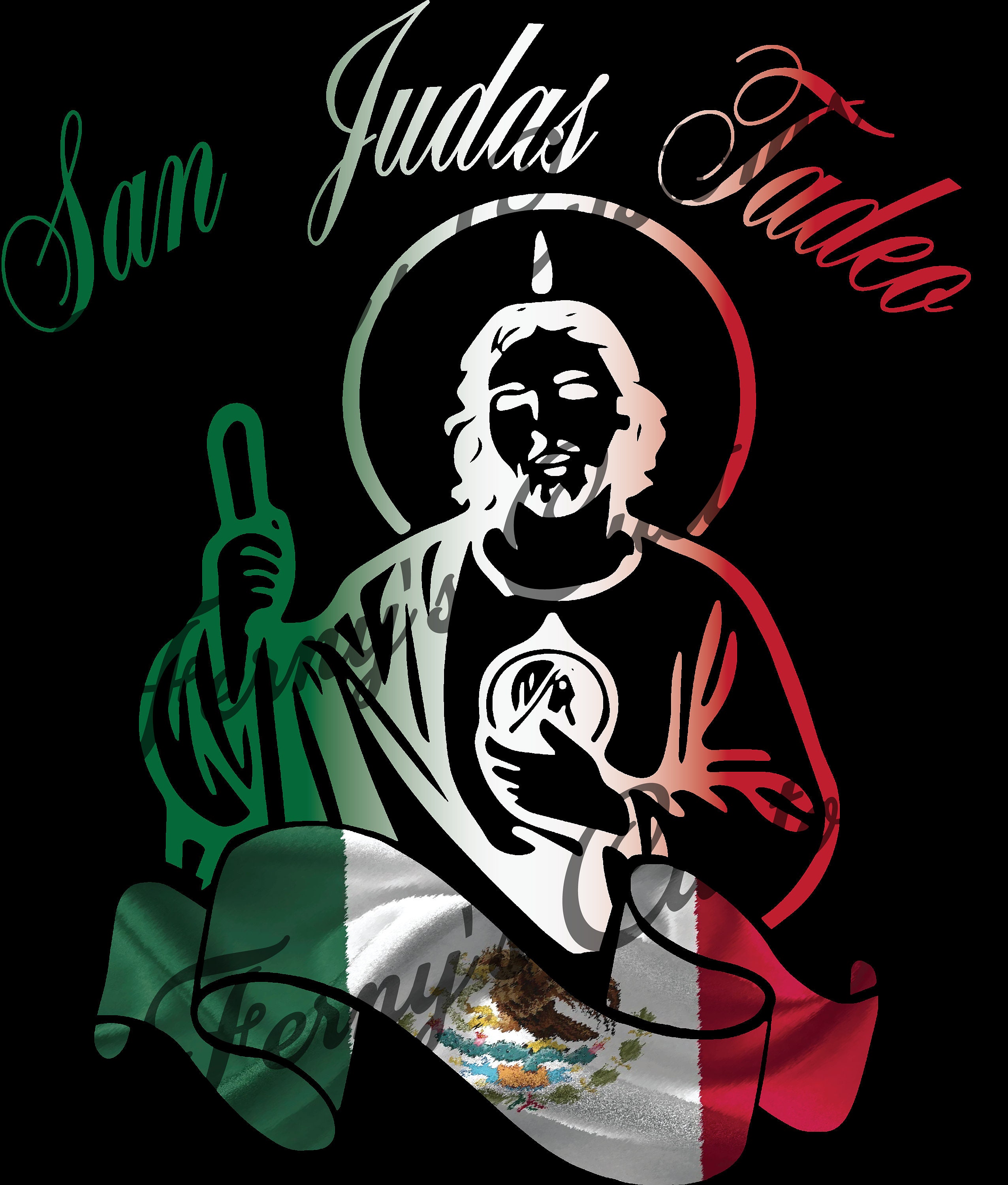 San Judas Tadeo, Mexican Flag Colors San Judas, Tri-color Saint Jude ...