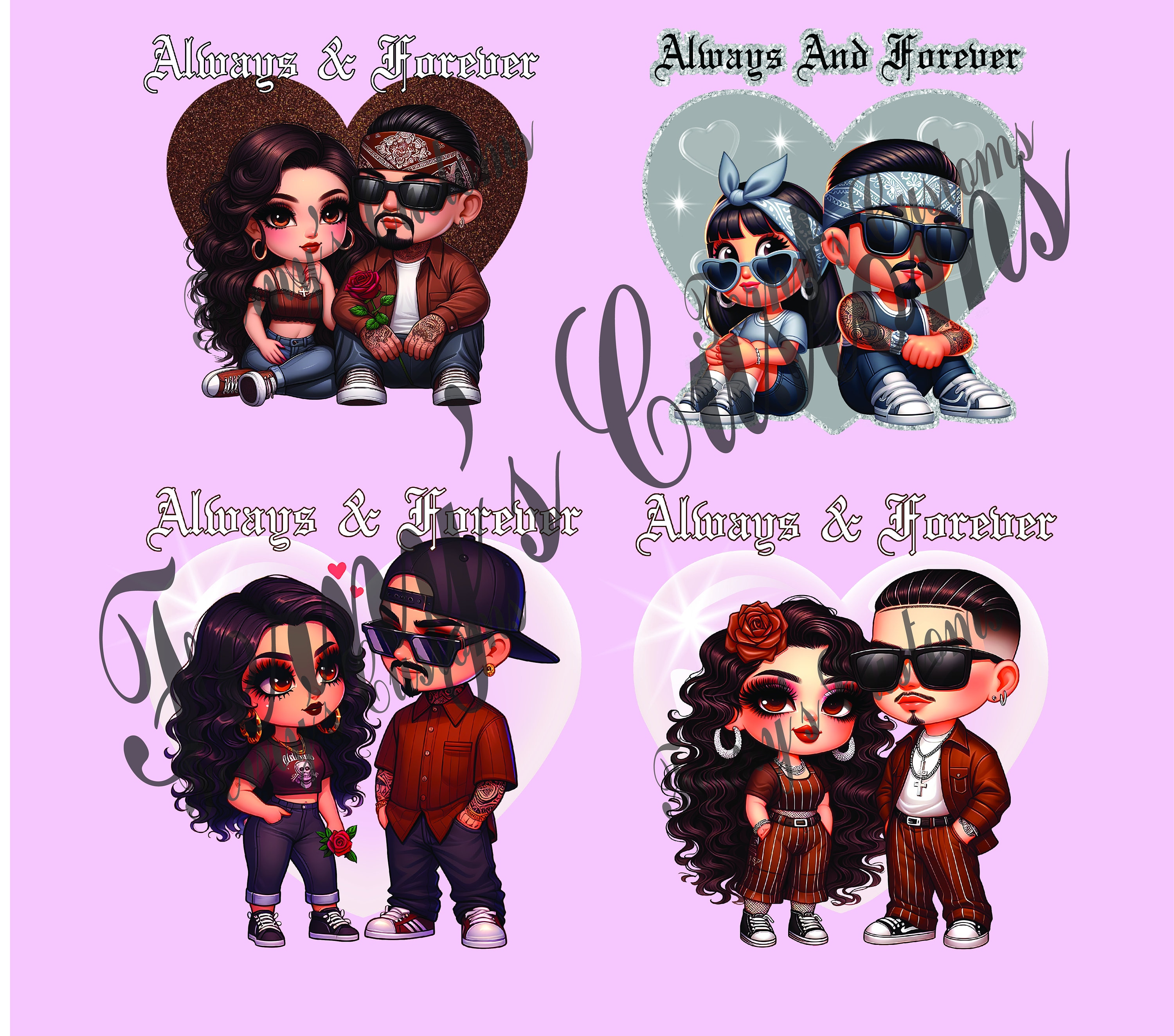 4 Always and Forever Valentine Cholo Chola Png, Spanish Couple ...