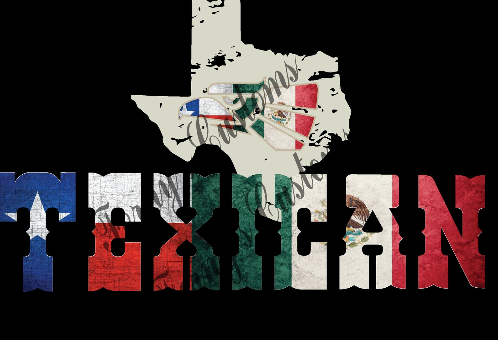 Texican, Distressed Flag Texican Logo, Mexico and Texas , PNG File ...
