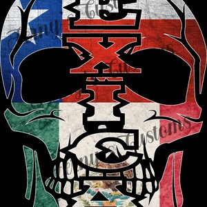 Texican Skull, Distressed Flag Skull, Mexico and Texas Flag Skull, PNG ...