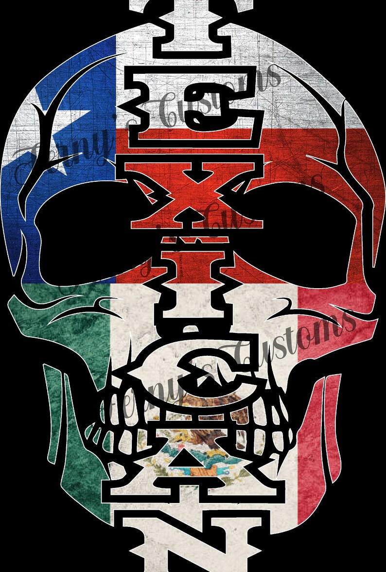 Texican Skull, Distressed Flag Skull, Mexico and Texas Flag Skull, PNG ...
