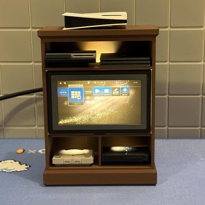 Mini Media Cabinet With Light-up HDTV & Retro Game Consoles - 4 Custom ...