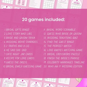 20 Games Pink Barbie Bachelorette Bridal Shower Party | Wedding Shower ...