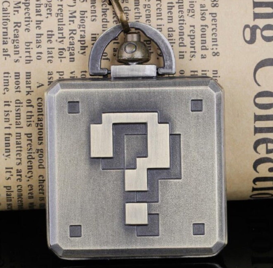 Question Mark Fun Design Square Quartz Pocket Watch Clamshell Carved ...
