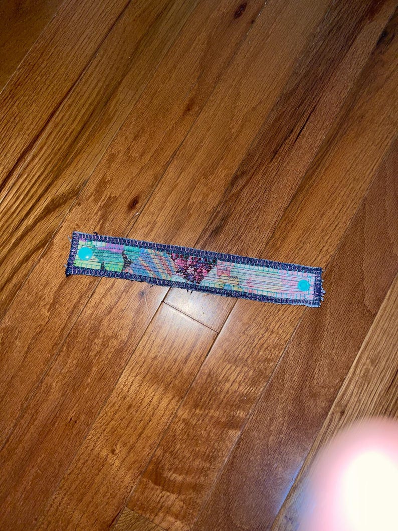 Handmade Upcycled Cuff Bracelet Fabric Jewelry Denim Fabric Bracelet Jewlery Gift for Teenage ...