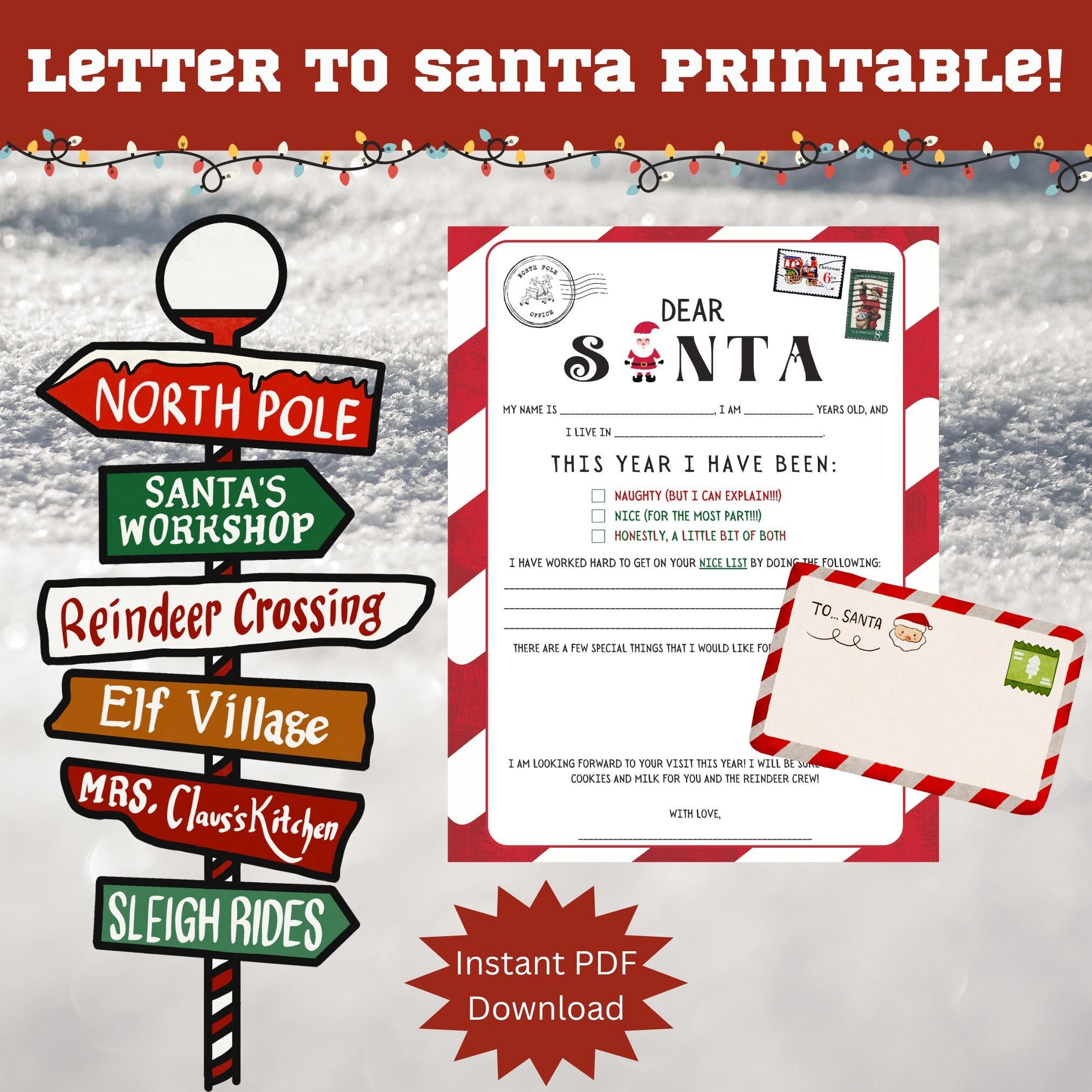 Letter to Santa PRINTABLE / Kids Letter to Santa / Santa - Etsy