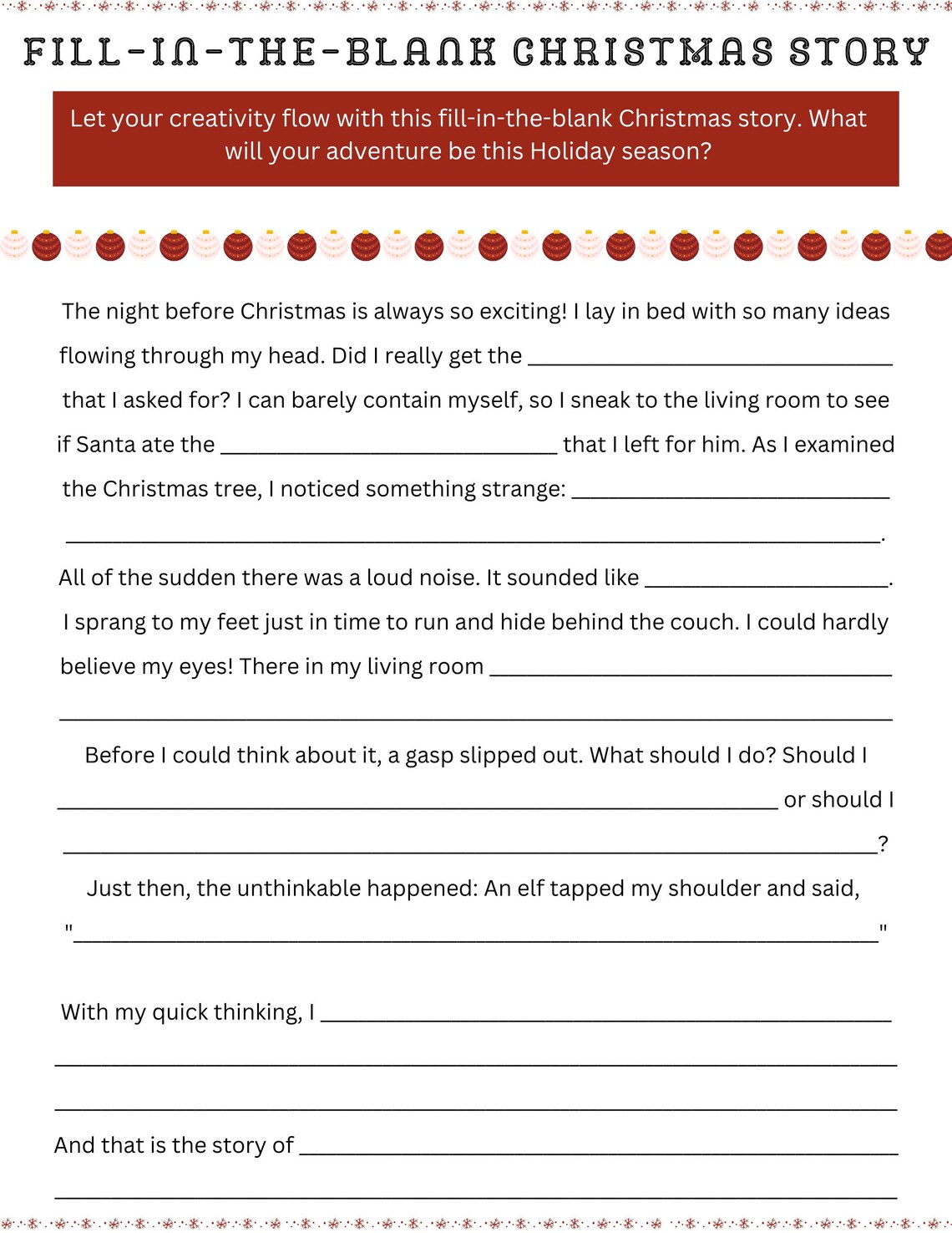 Christmas Story Writing, Story Prompts for Kids, Printable Christmas ...