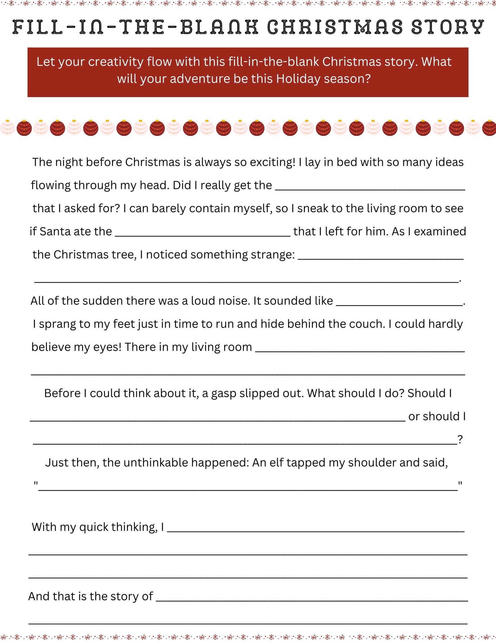 Christmas Story Writing, Story Prompts for Kids, Printable Christmas ...