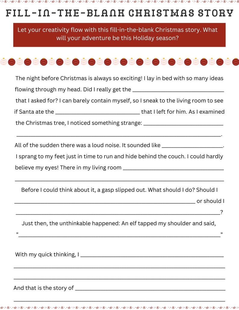 Christmas Story Writing, Story Prompts for Kids, Printable Christmas ...