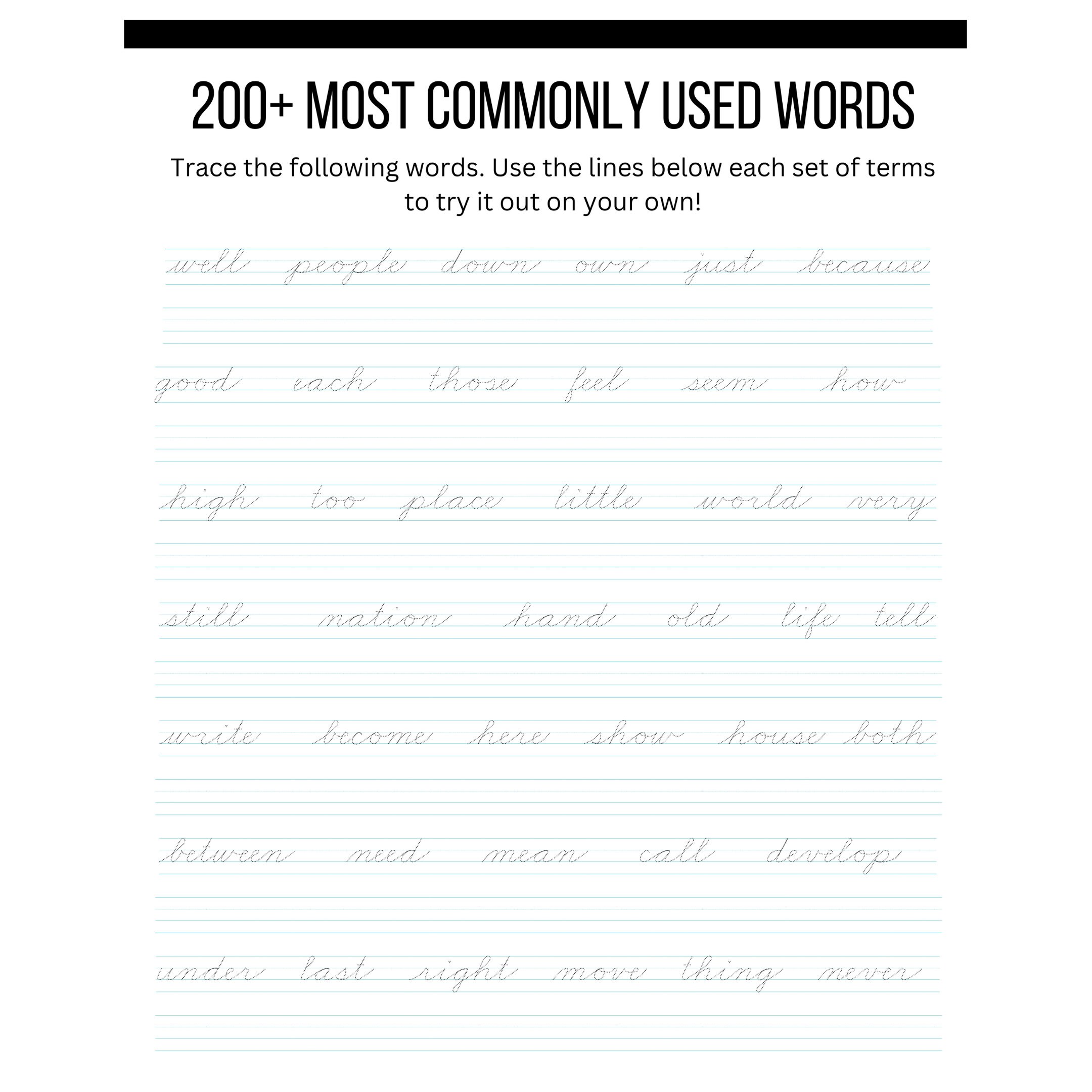 90 Page Comprehensive Cursive Writing Workbook Printable Fun Cursive ...