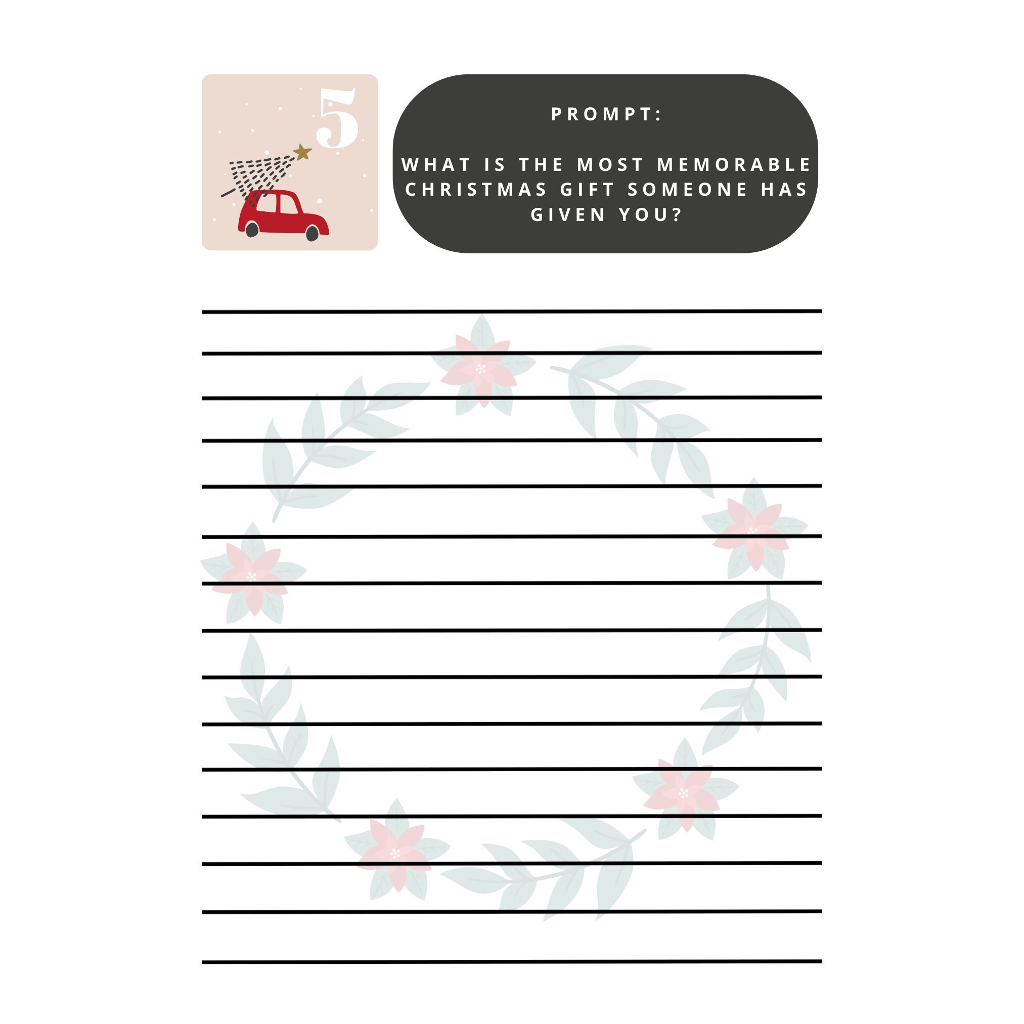 12 Days of Christmas Journal Prompts Printable | Christmas Writing Task ...