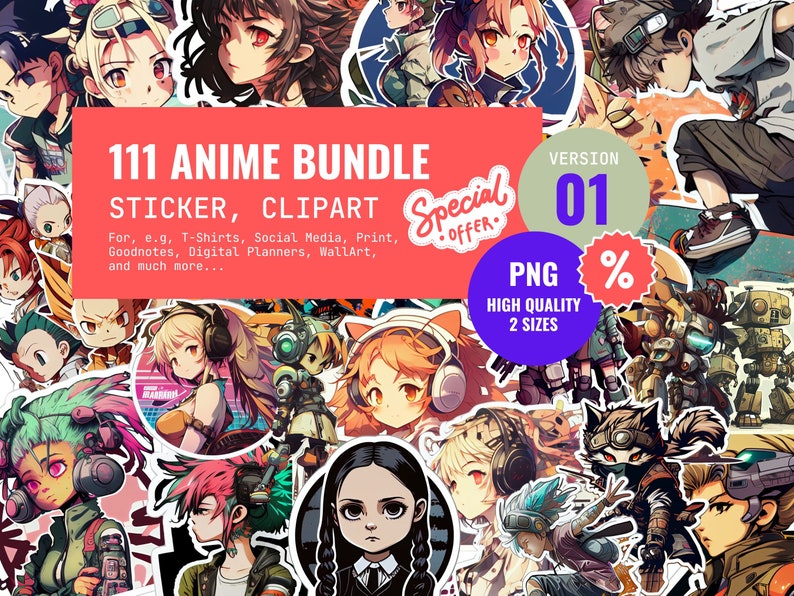 ANIME Sticker, Sticker Pack, Digital Planner Stickers, Goodnotes ...