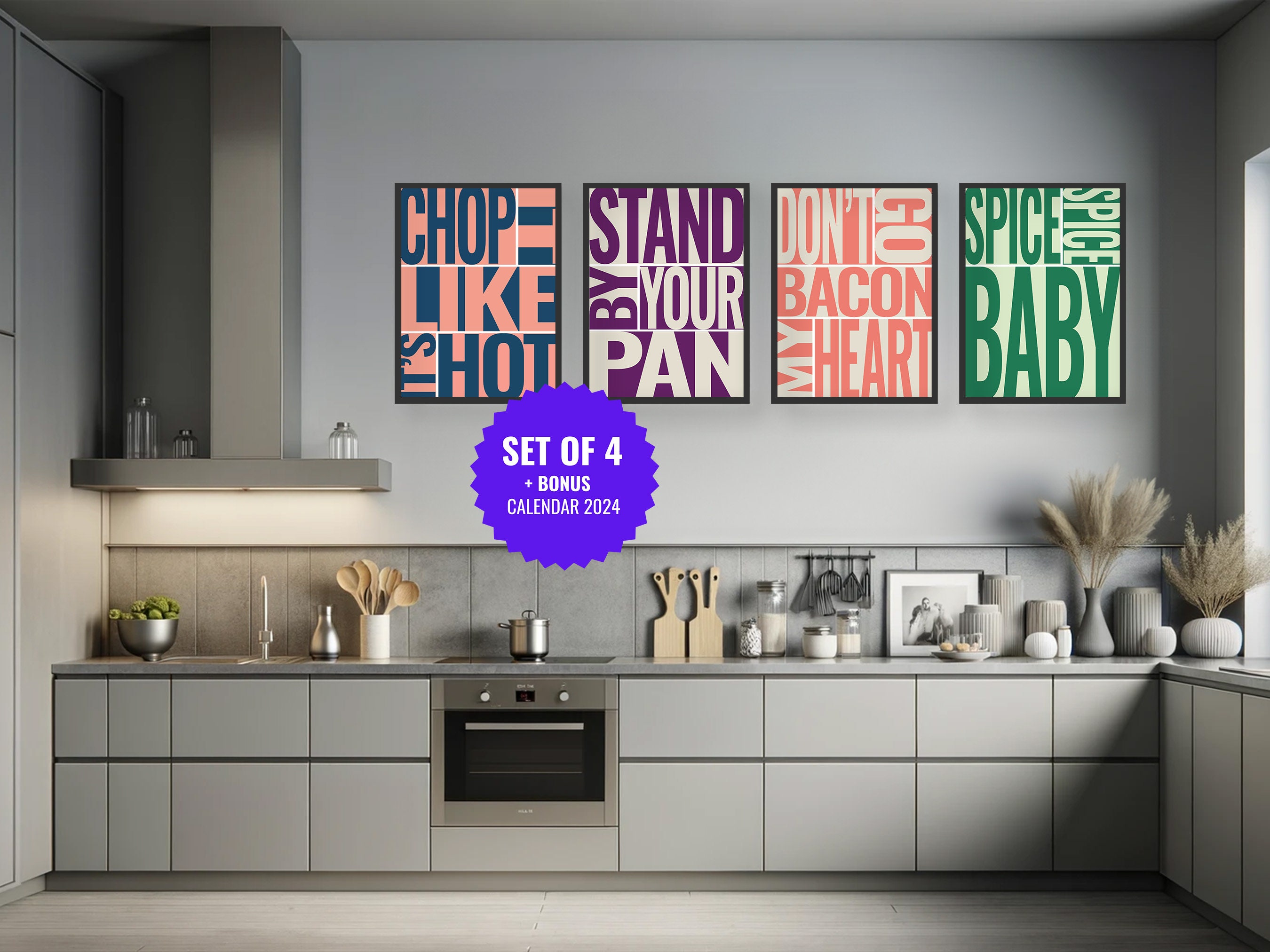 Kitchen Decor / Set of 4 / Printable Wall Art / Gift for Home Cooks ...