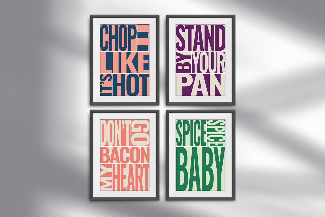 Kitchen Decor / Set of 4 / Printable Wall Art / Gift for Home Cooks ...